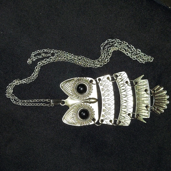Hand Crafted | Jewelry | Large Owl Movable Pendant Long Chain Necklace ...